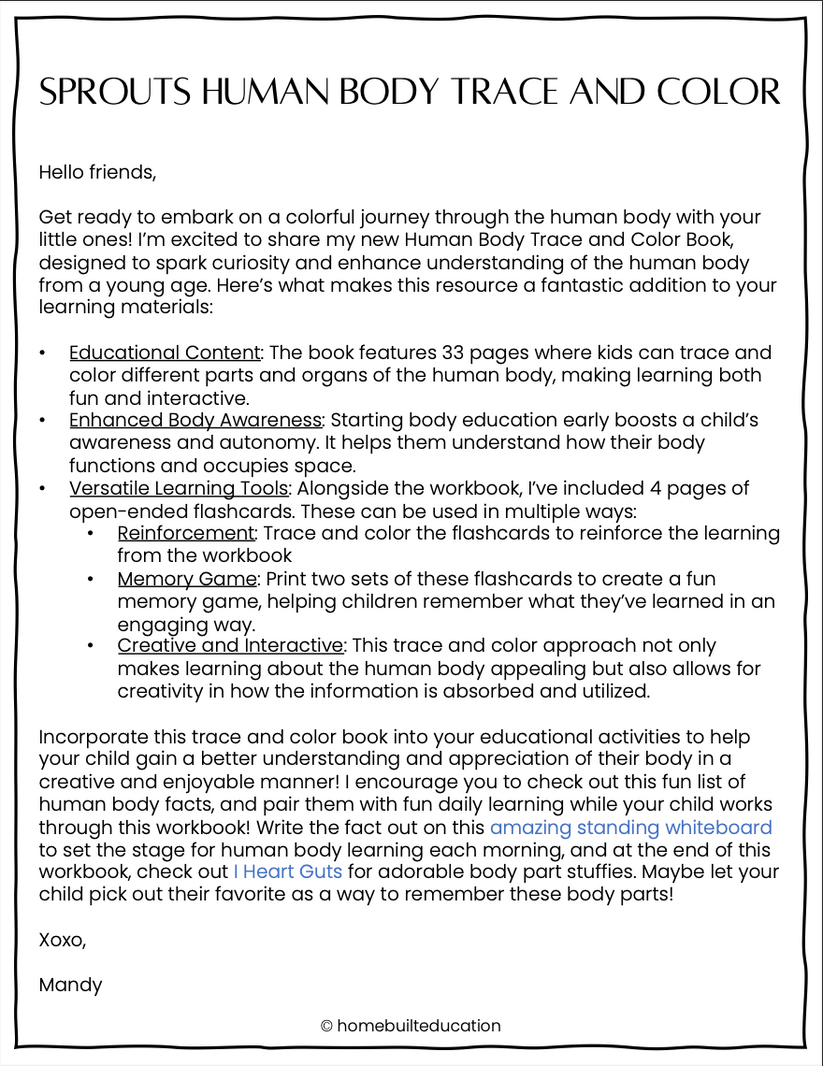 Sprouts Human Body Trace and Color Flashcards Bundle (Ages 3-5) – With ...